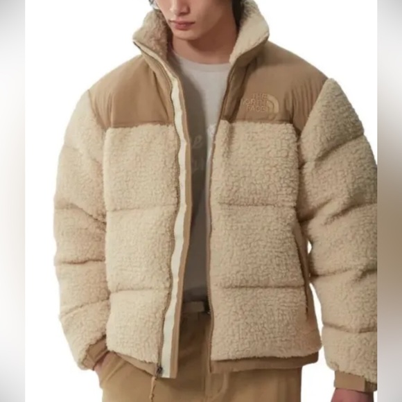 The North Face Nuptse Sherpa Jacket In Beige
